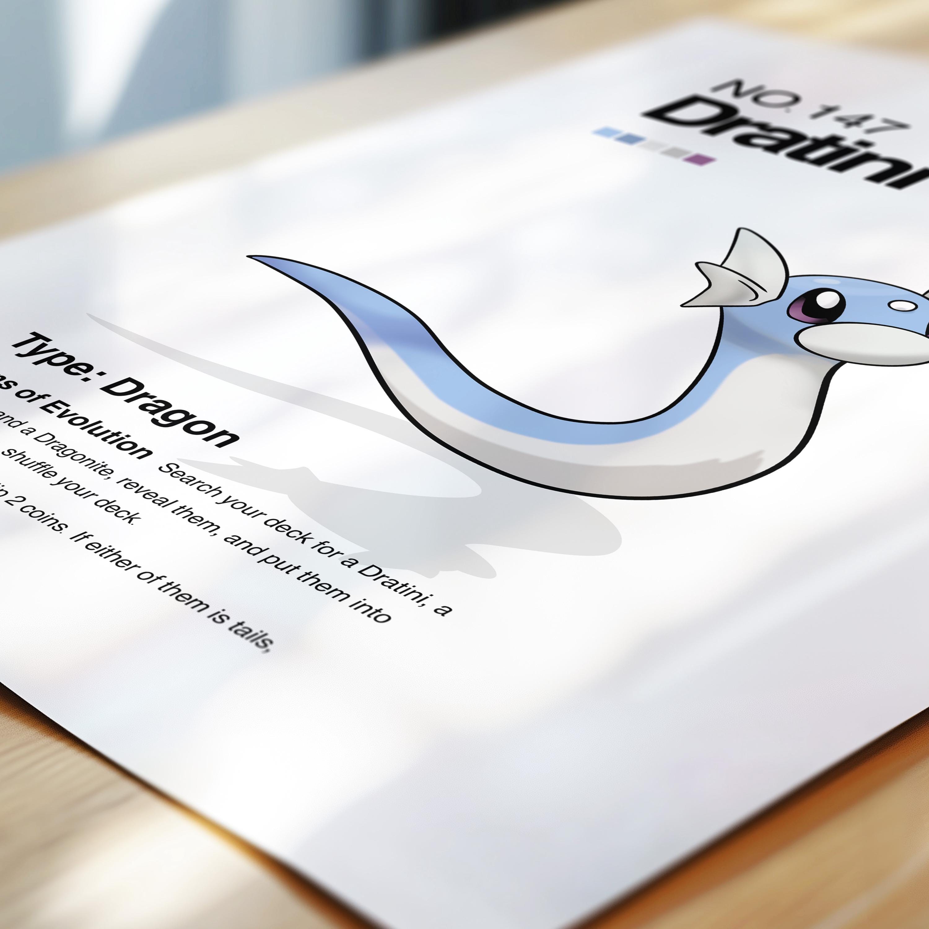Dratini Pokemon Poster | Minimalist Japanese Anime Wall Art | Digital ...