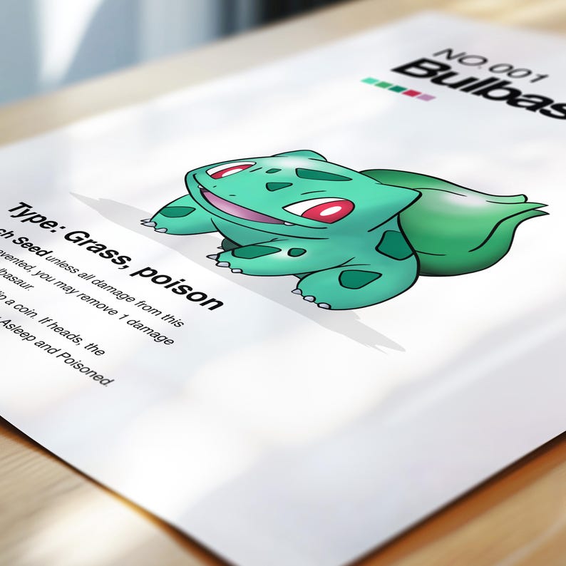 Bulbasaur Pokemon Poster | Minimalist Japanese Anime Wall Art | Digital ...