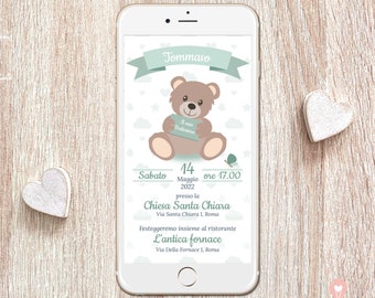 Baptism Bear Invitation - Etsy