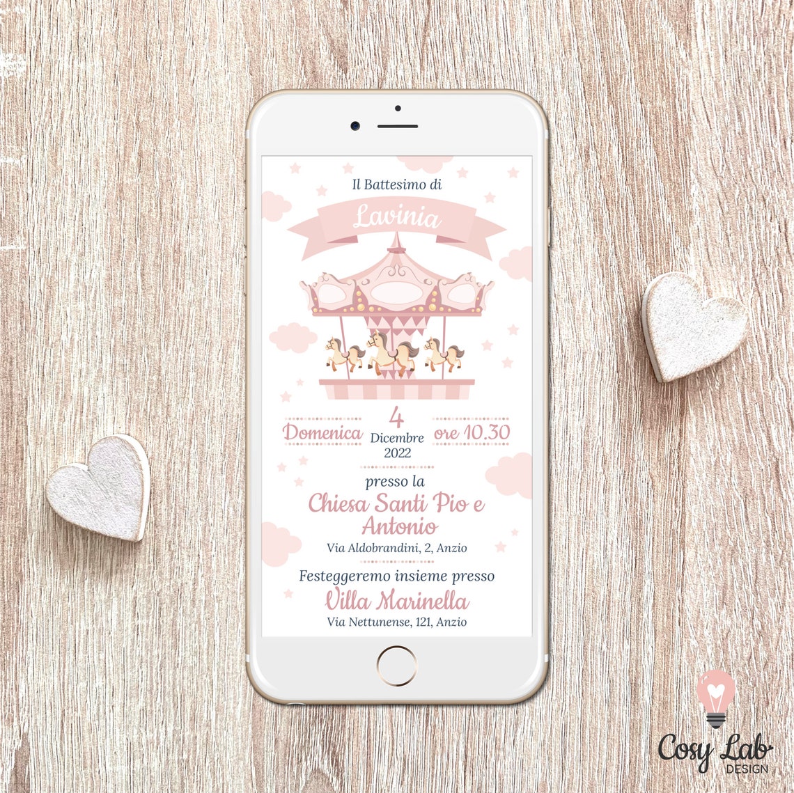 Invito Battesimo Digitale Grafica Personalizzata Inviti - Etsy Italia