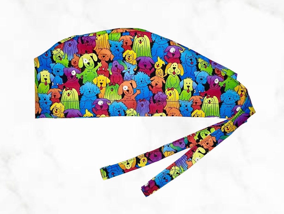 Colorful Cartoon Dogs Scrub Cap, Surgical Scrub Cap, Nurses Hat With ...