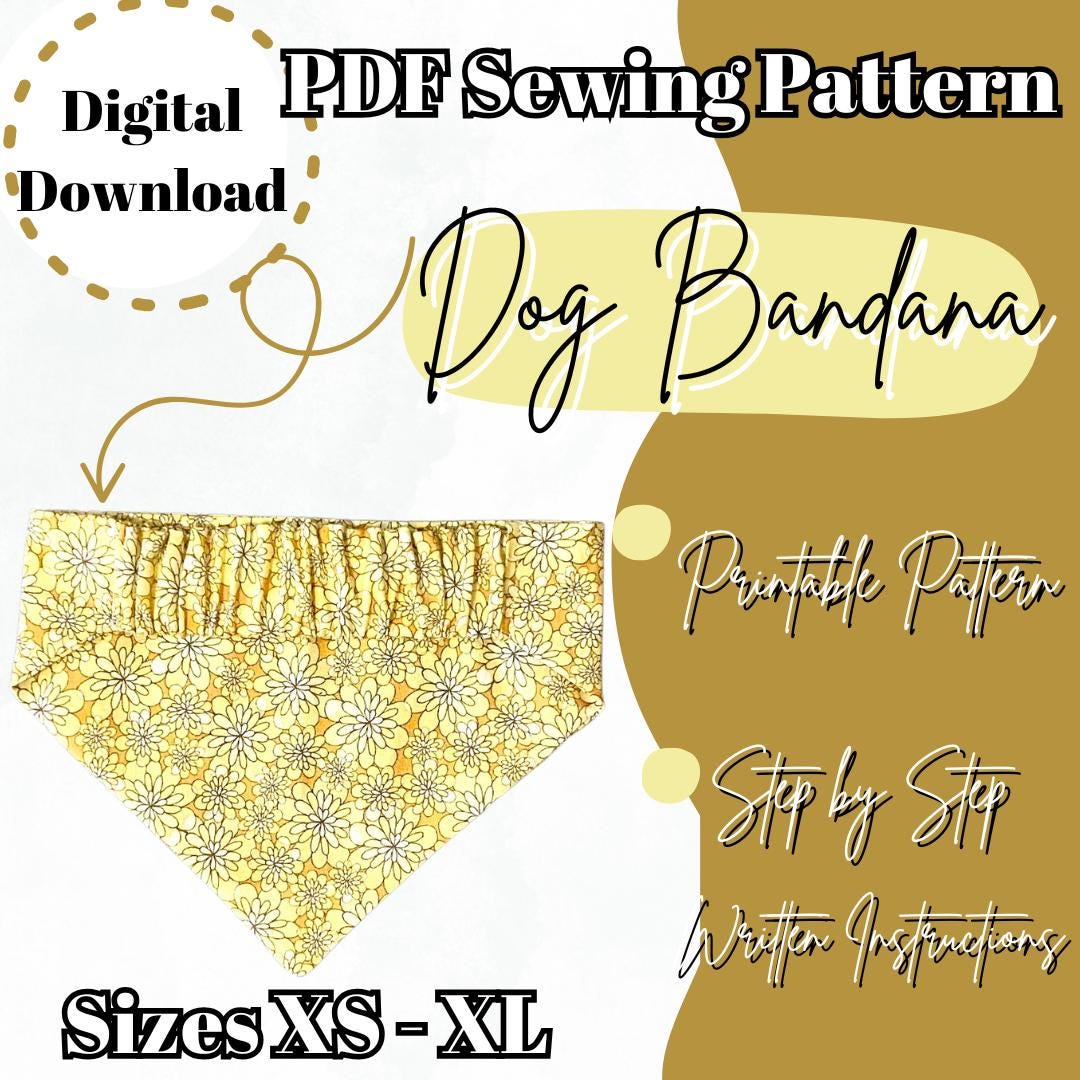 Scrunchie Dog Bandana Sewing Pattern: Beginner-friendly PDF (sizes XS ...