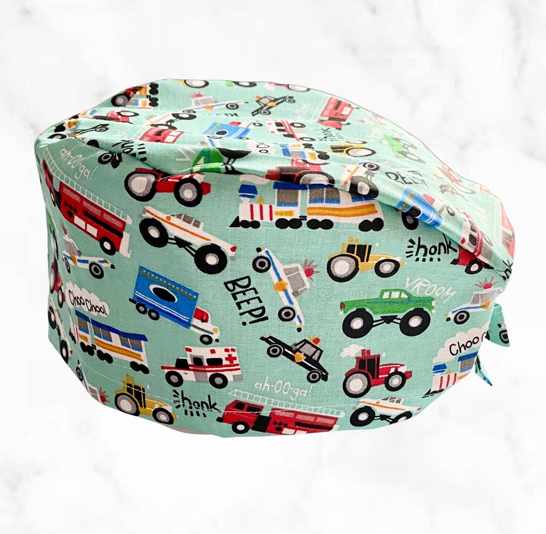 Cute Cars Scrub Cap, Surgical Scrub Cap, Pediatric Surgical Cap, Nurse ...