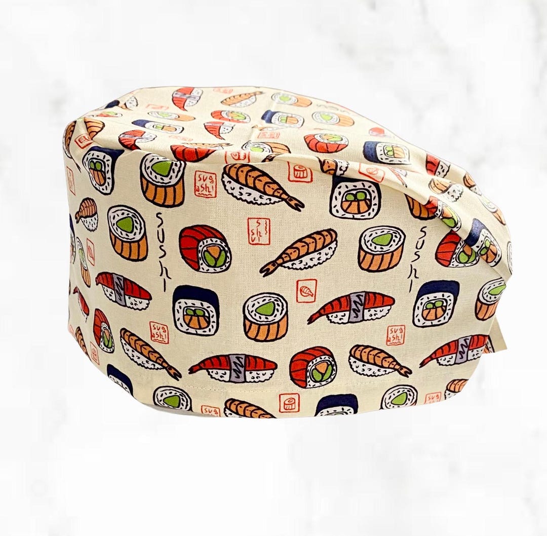 Sushi Scrub Cap, Surgical Scrub Cap, Nurses Hat With Buttons Optional ...