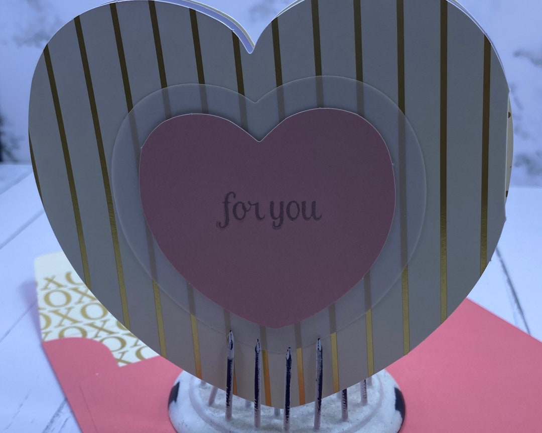 Valentines Day Heart Shaped Card Accordion Fold. Matching Pink Envelope ...