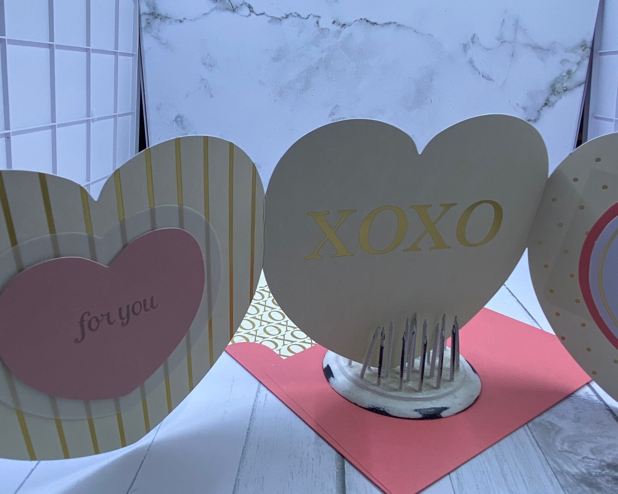 Valentines Day Heart Shaped Card Accordion Fold. Matching Pink Envelope ...