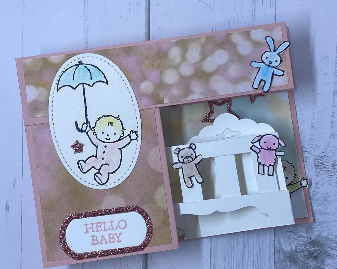 Baby Shower Pink 3D Crib Card - Etsy