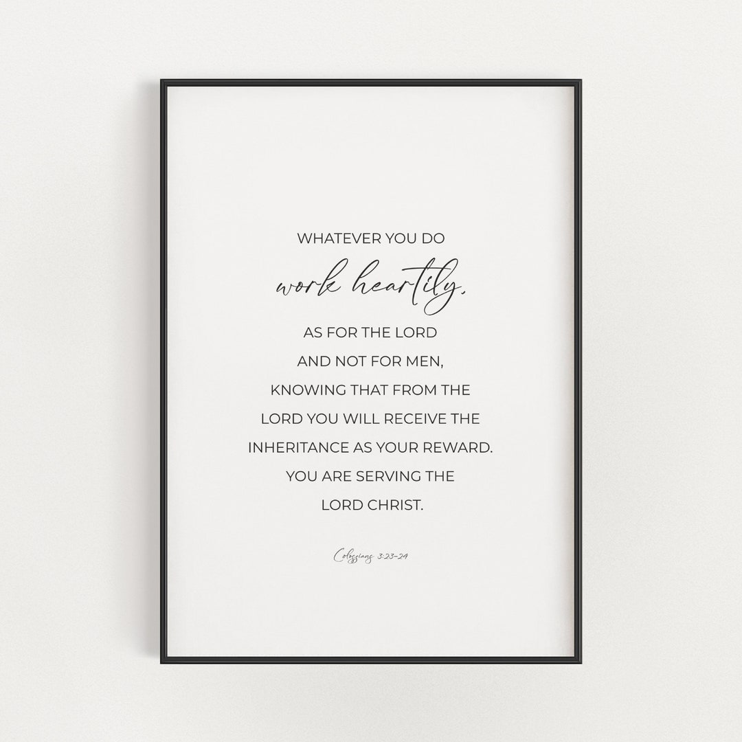 Colossians 3:23-24 Christian Office Decor, Bible Verse Digital Print ...