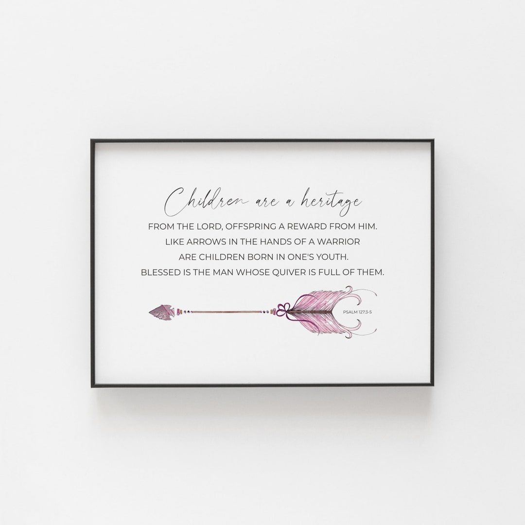 Psalm 127:3-5 Children Are a Heritage From the Lord, Pink Watercolor ...