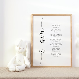 Modern Printable Bible Verse Affirmations Wall Art, Minimalist ...