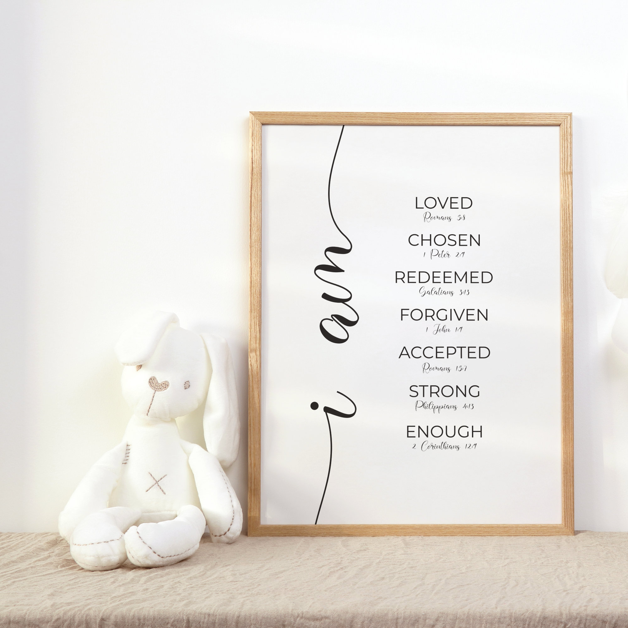 Modern Printable Bible Verse Affirmations Wall Art, Minimalist ...