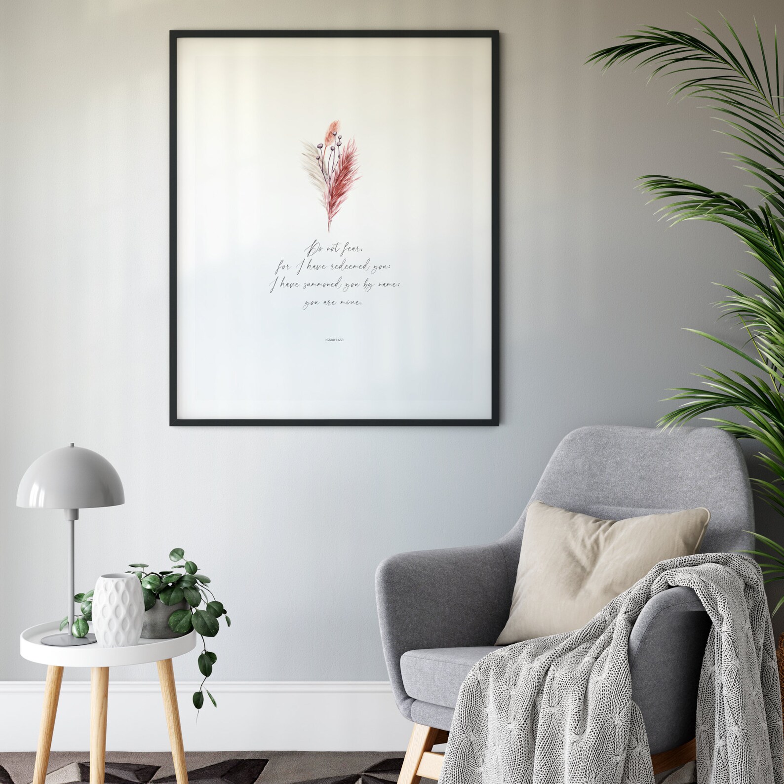 Isaiah 43:1, Bible Verse Printable, Minimalist Floral Christian Home ...