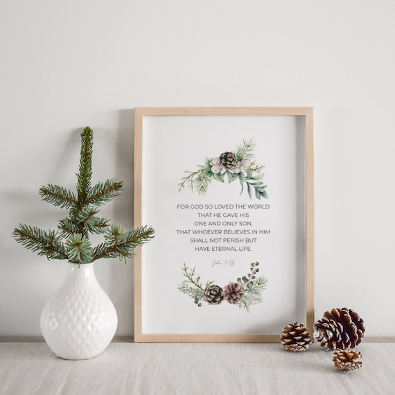 John 3:16 for God so Loved the World Christmas Bible Verse | Etsy