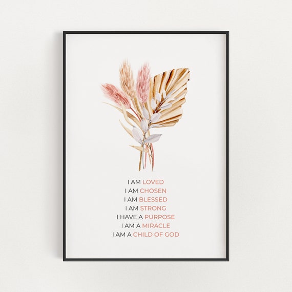 Christian Printable Affirmations Wall Art I Am a Child of God - Etsy