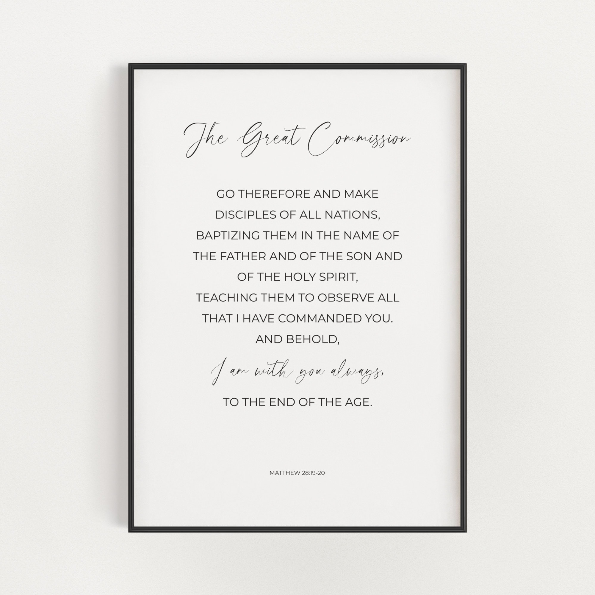 Matthew 28:19-20 the Great Commission Modern Minimalist Bible Verse ...