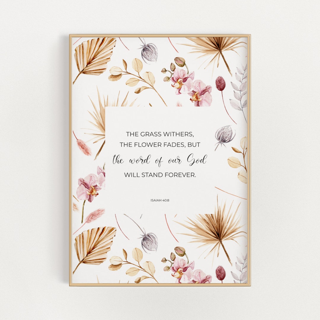 Isaiah 40:8 Boho Thanksgiving Scripture Printable Wall Art, Floral ...