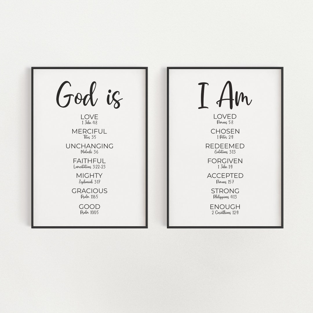 Set of 2 Printable Modern Minimalist Christian Bible Verse Affirmations ...