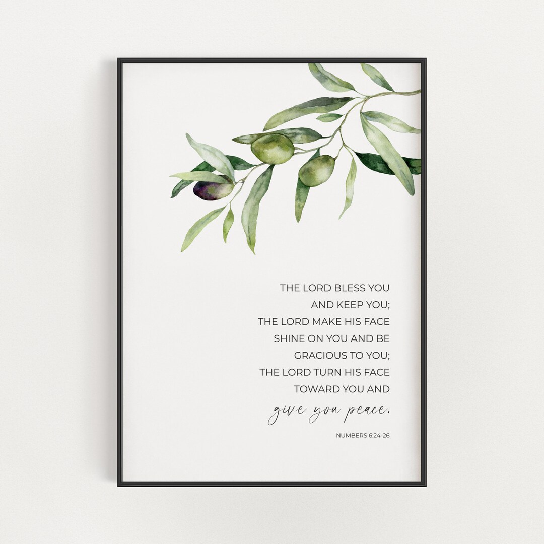 Numbers 6:24-26 Printable Olive Branch Bible Verse Wall Art, the ...