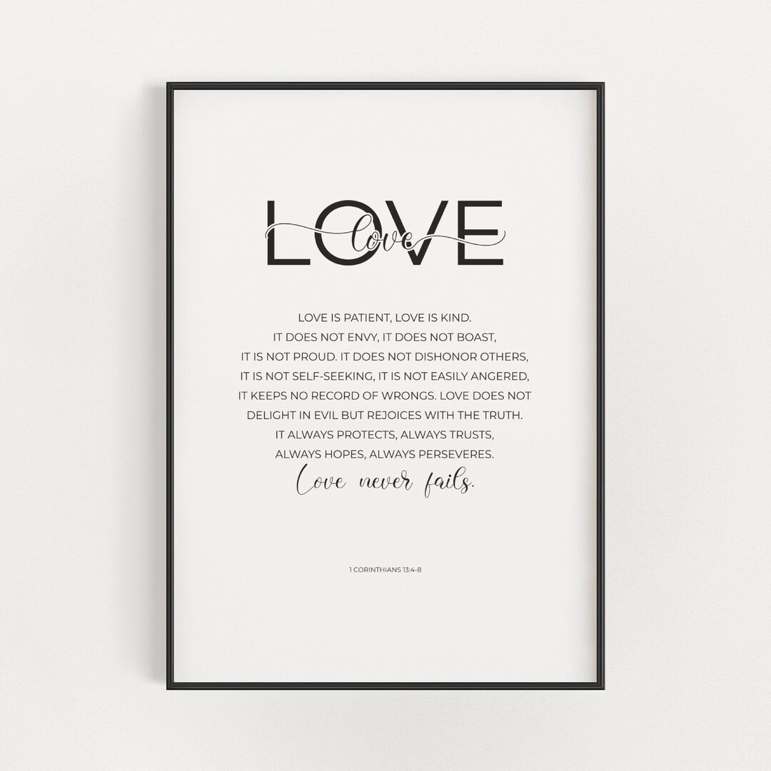 1 Corinthians 13:4-8 Printable Wall Art, Love is Patient Love is Kind ...
