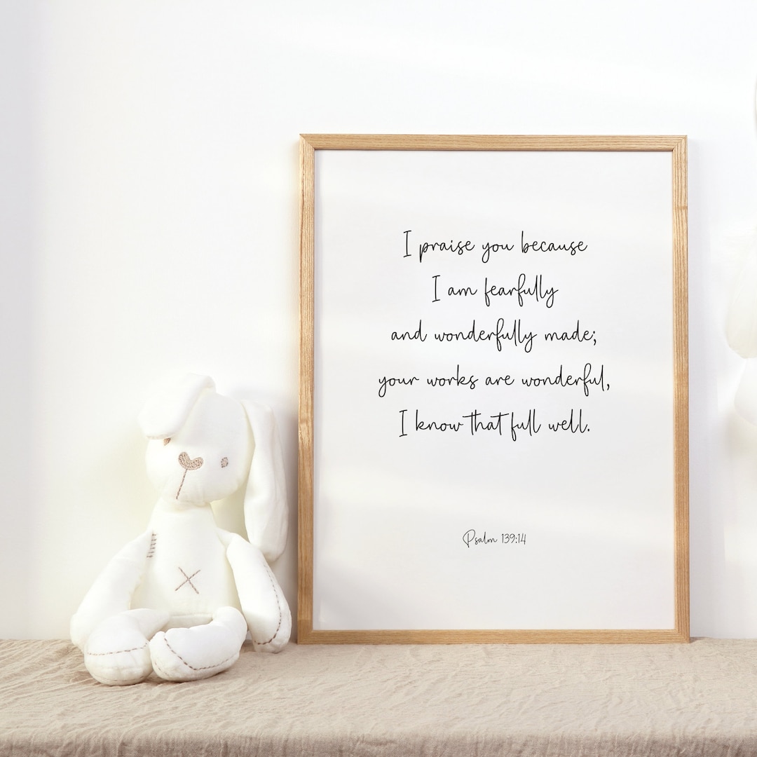 Psalm 139:14 Fearfully and Wonderfully Made Printable Christian Nursery ...