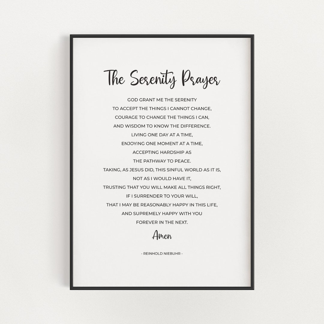 Serenity Prayer Minimalist Printable Wall Art Full Long Version by ...