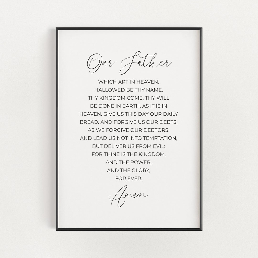 The Lord's Prayer Digital Print, Our Father Who Art in Heaven ...