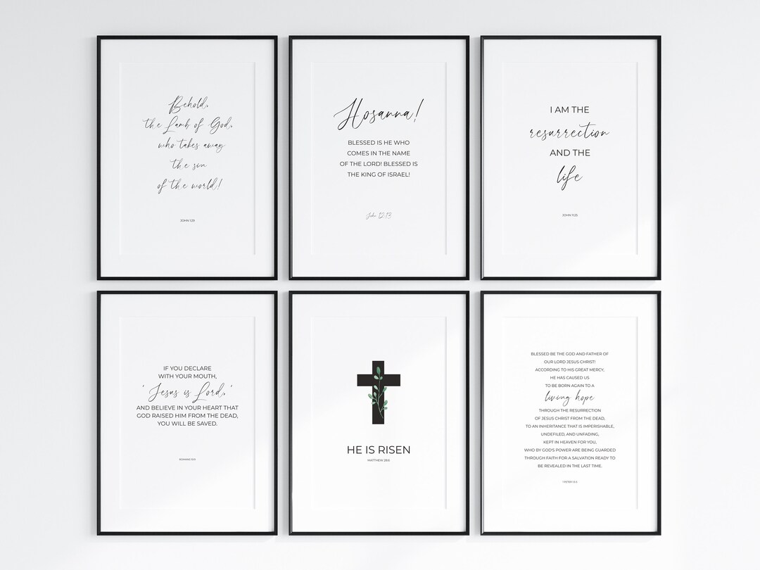 Minimalist Easter Bible Verse Printables, Set of 6 Modern Resurrection ...