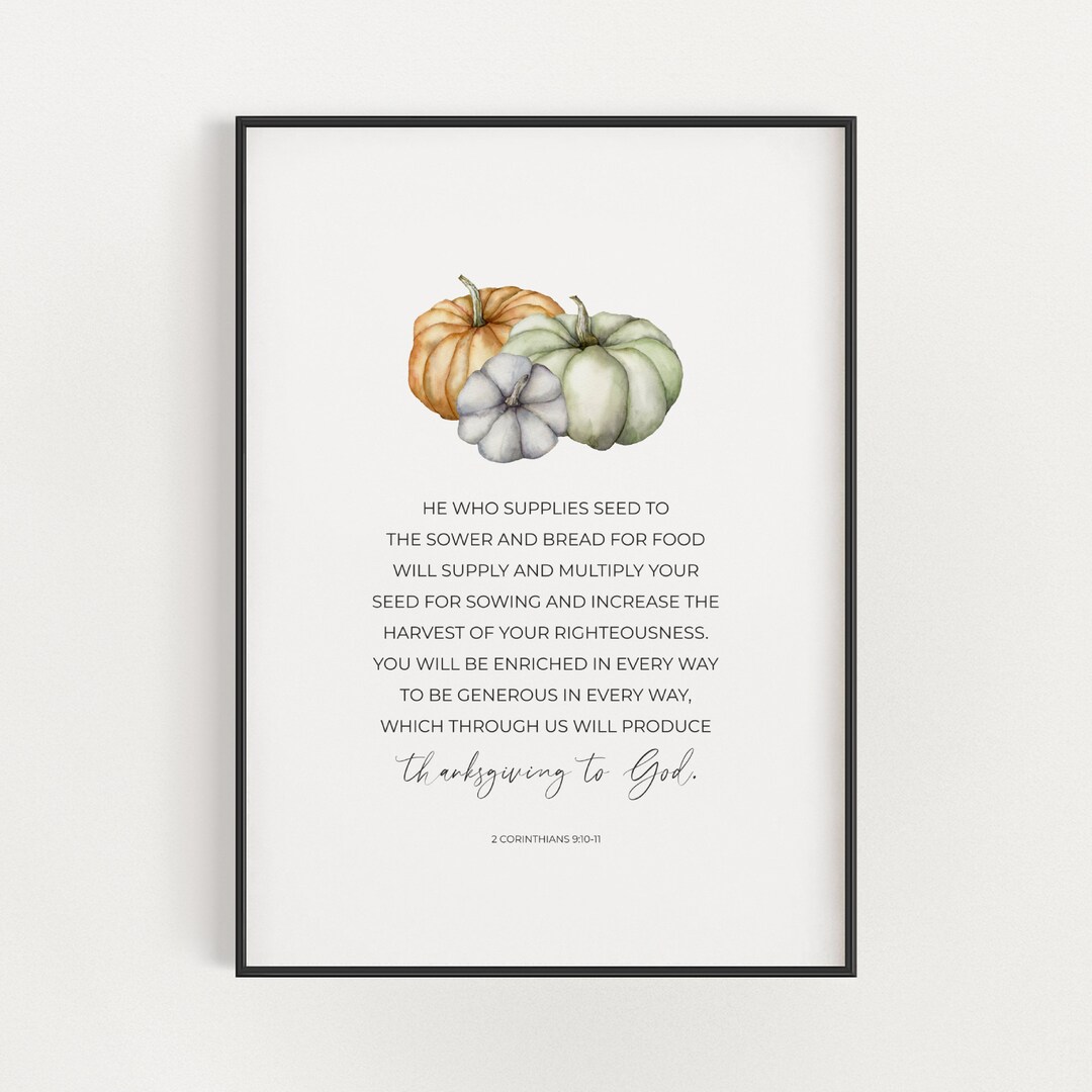 Printable Fall Christian Thanksgiving Bible Verse Wall Art Decor With ...
