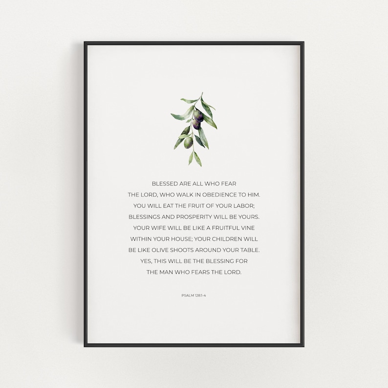 Psalm 128:1-4 Printable Bible Verse Wall Art With Watercolor - Etsy UK