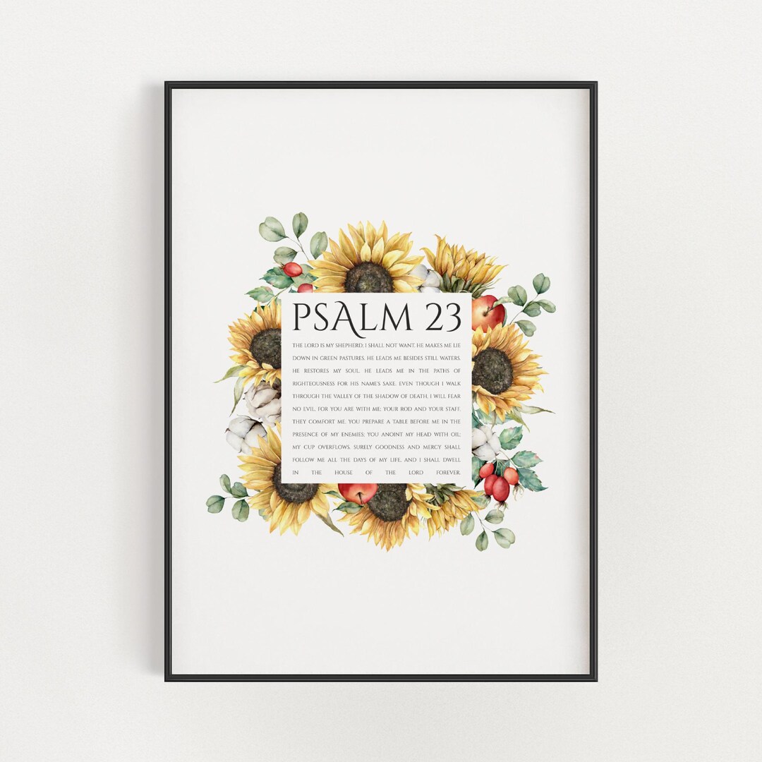 Psalm 23 Printable Bible Verse Wall Art With Watercolor Yellow ...