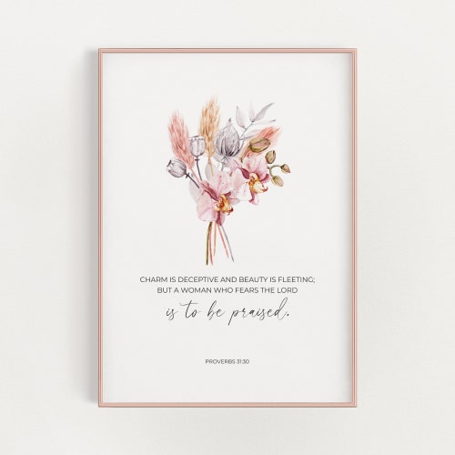 Proverbs 31:25-26 Bible Verse Wall Art Printable Scripture - Etsy