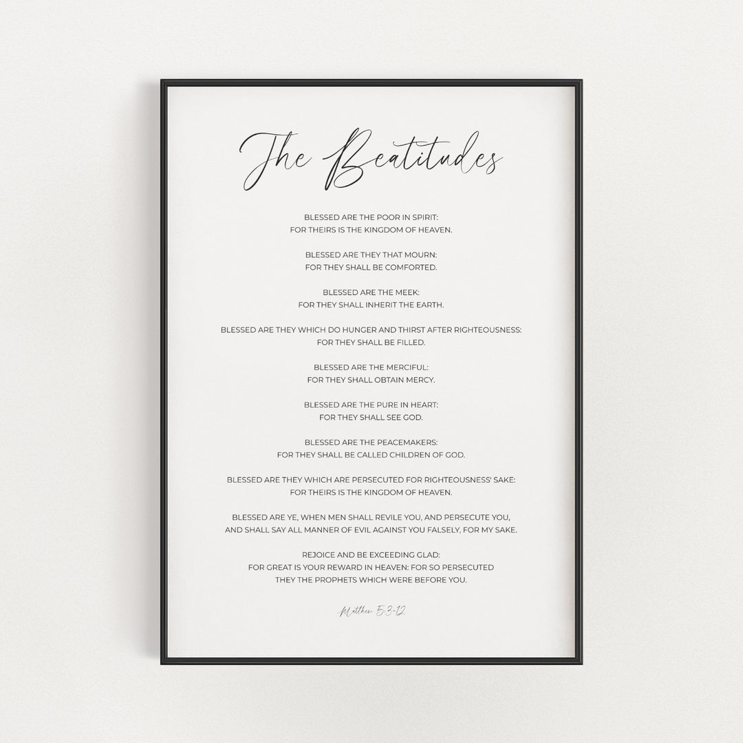 The Beatitudes KJV Bible Verse Printable, Minimalist Christian Wall Art ...