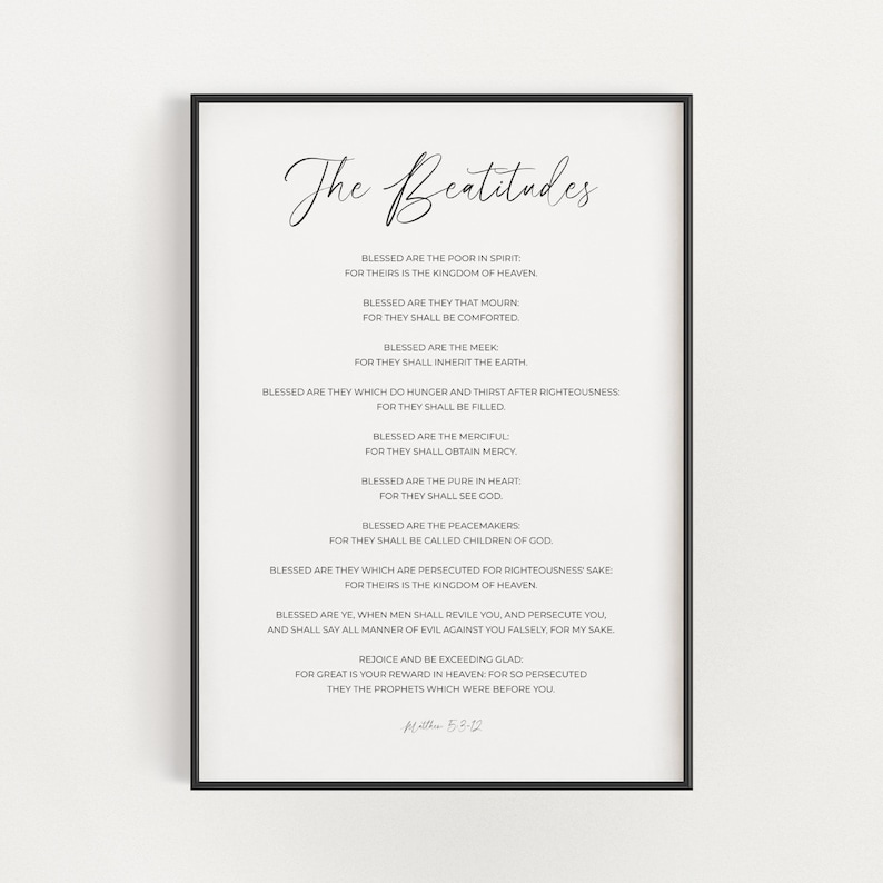 The Beatitudes KJV Bible Verse Printable, Minimalist Christian Wall Art ...