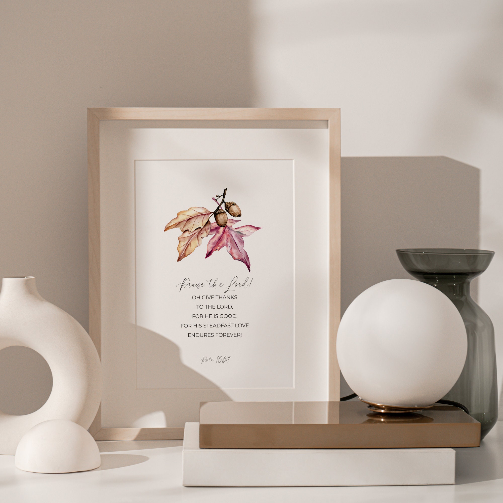 Psalm 106:1 Printable Christian Thanksgiving Scripture Wall Art Decor ...