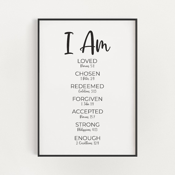 I Am Bible Verse Affirmations Printable Wall Art Positive - Etsy