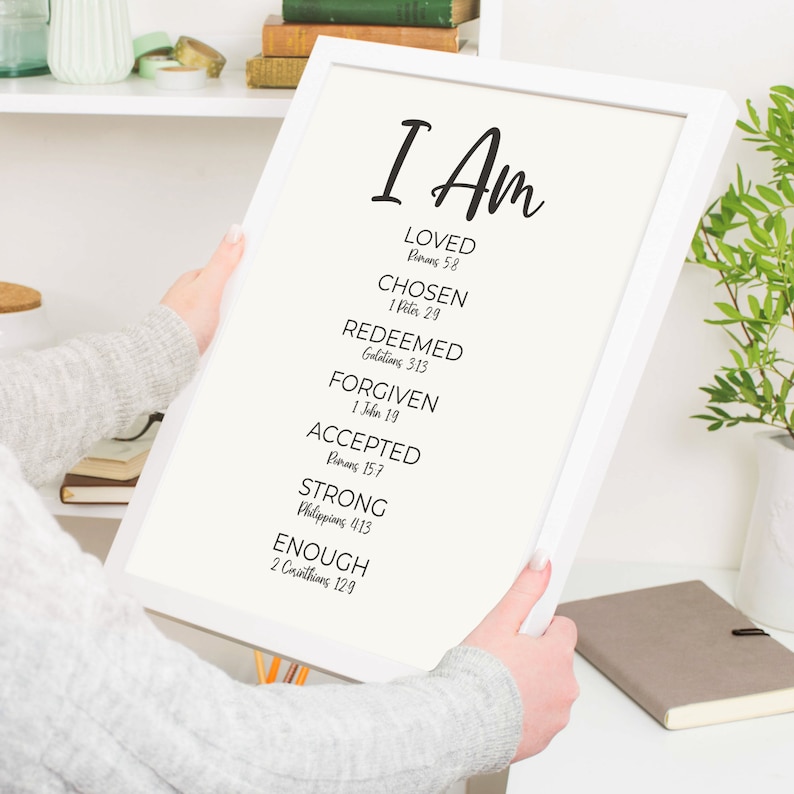 I Am Bible Verse Affirmations Printable Wall Art Positive - Etsy