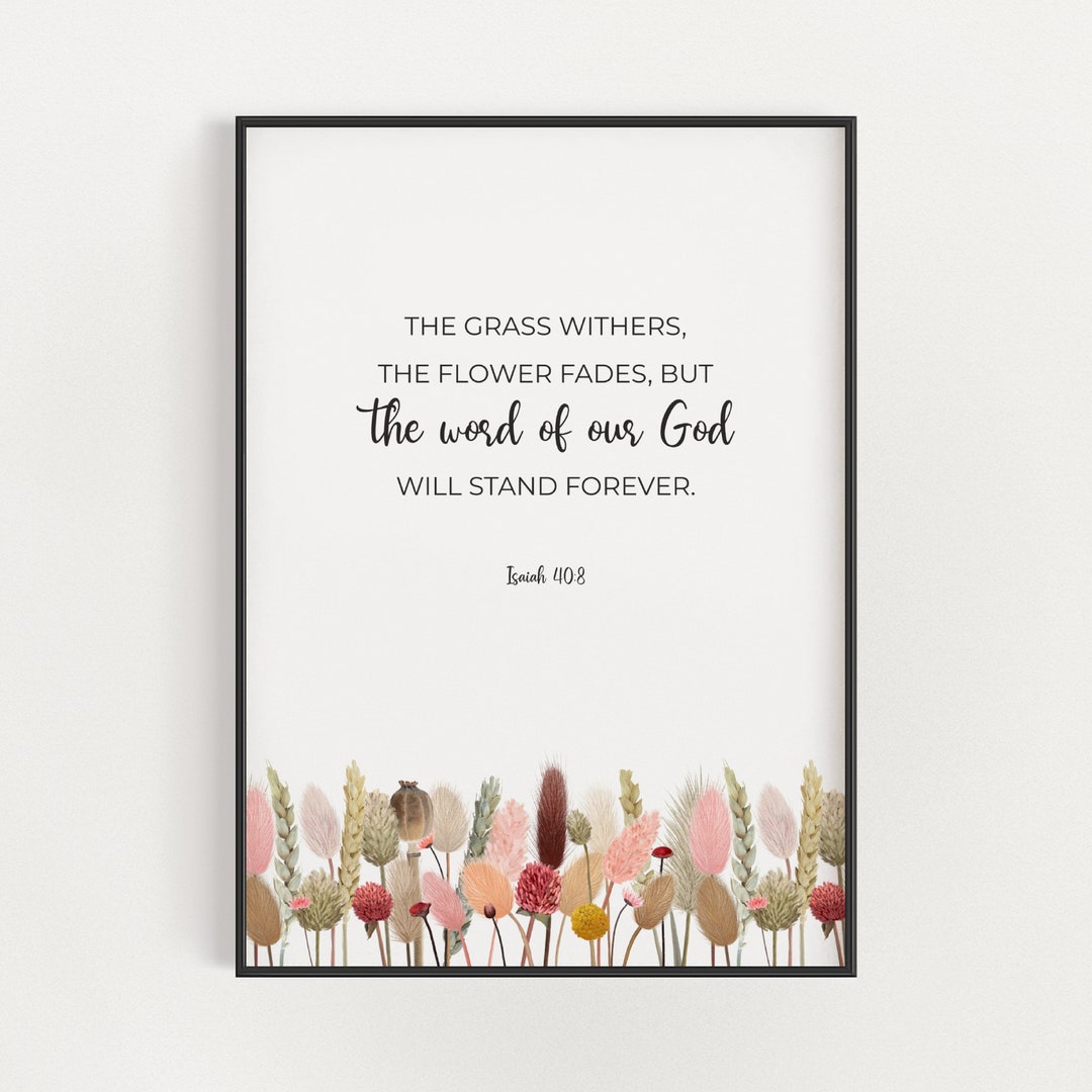 Isaiah 40:8 Boho Scripture Printable Wall Art, Floral Thanksgiving ...