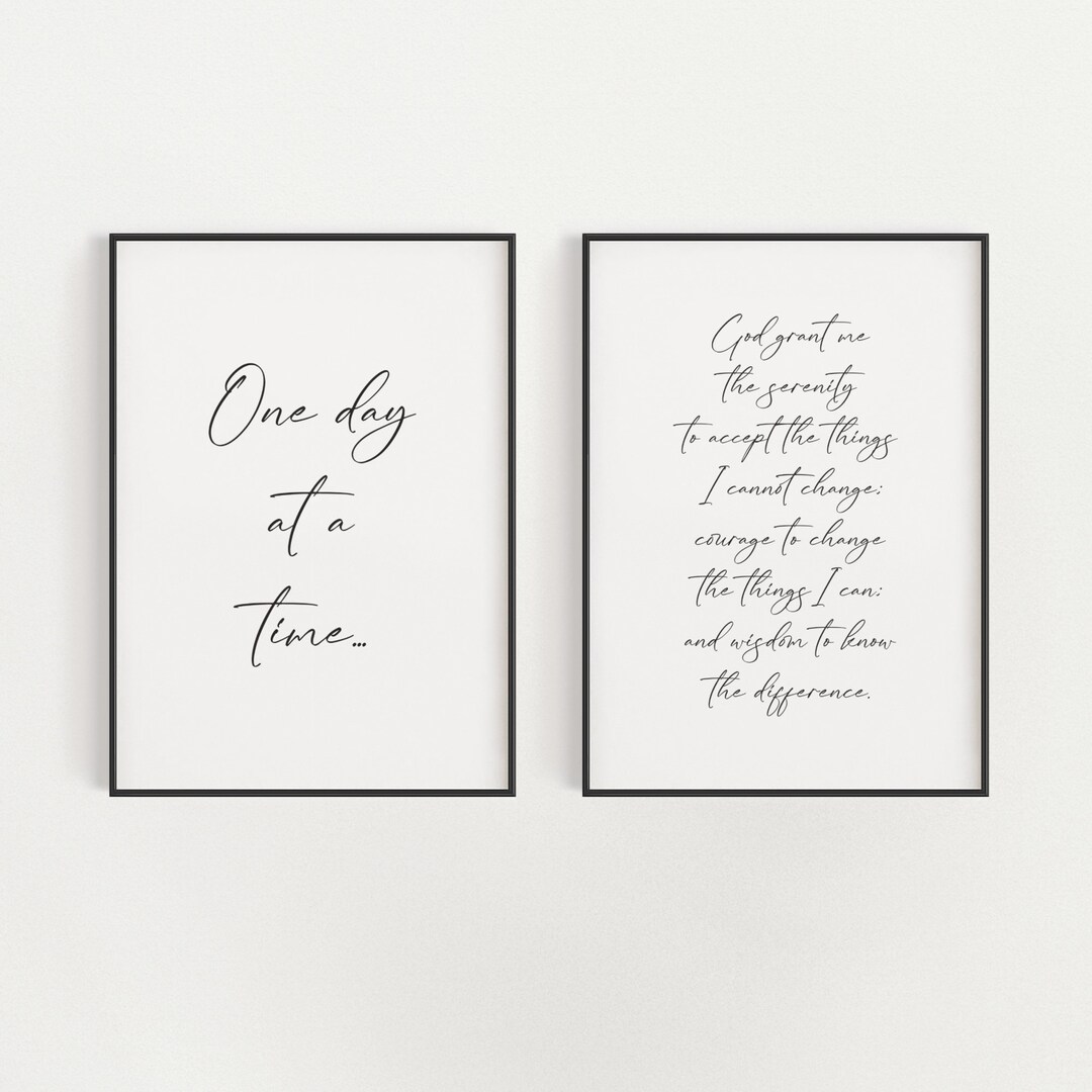 Set of 2 Serenity Prayer Printable Wall Art, Minimalist Alcoholics ...