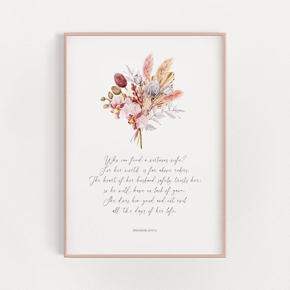 Proverbs 31:10-12 Christian Scripture Wall Art Gift for Wife | Etsy