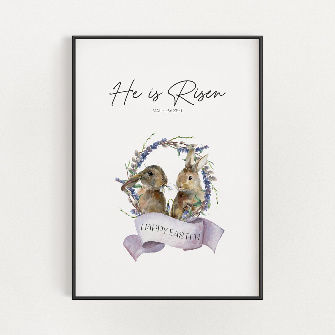 Matthew 28:6 Easter Printable Bible Verse Wall Art, He is Risen ...