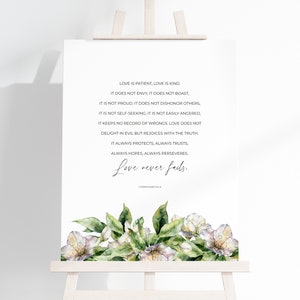 1 Corinthians 13:4-8 Printable Bible Verse Wall Art, Love is Patient ...