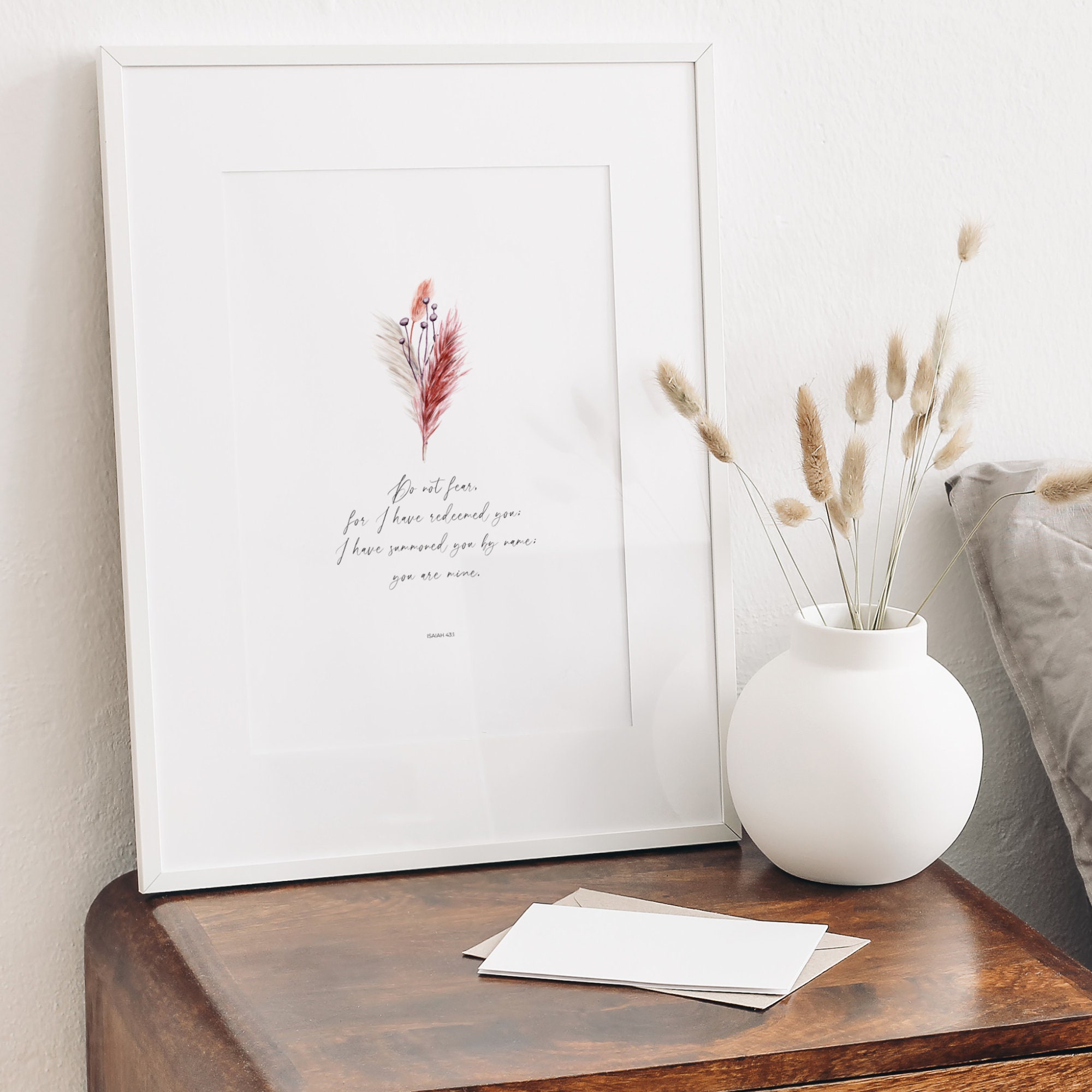 Isaiah 43:1, Bible Verse Printable, Minimalist Floral Christian Home ...