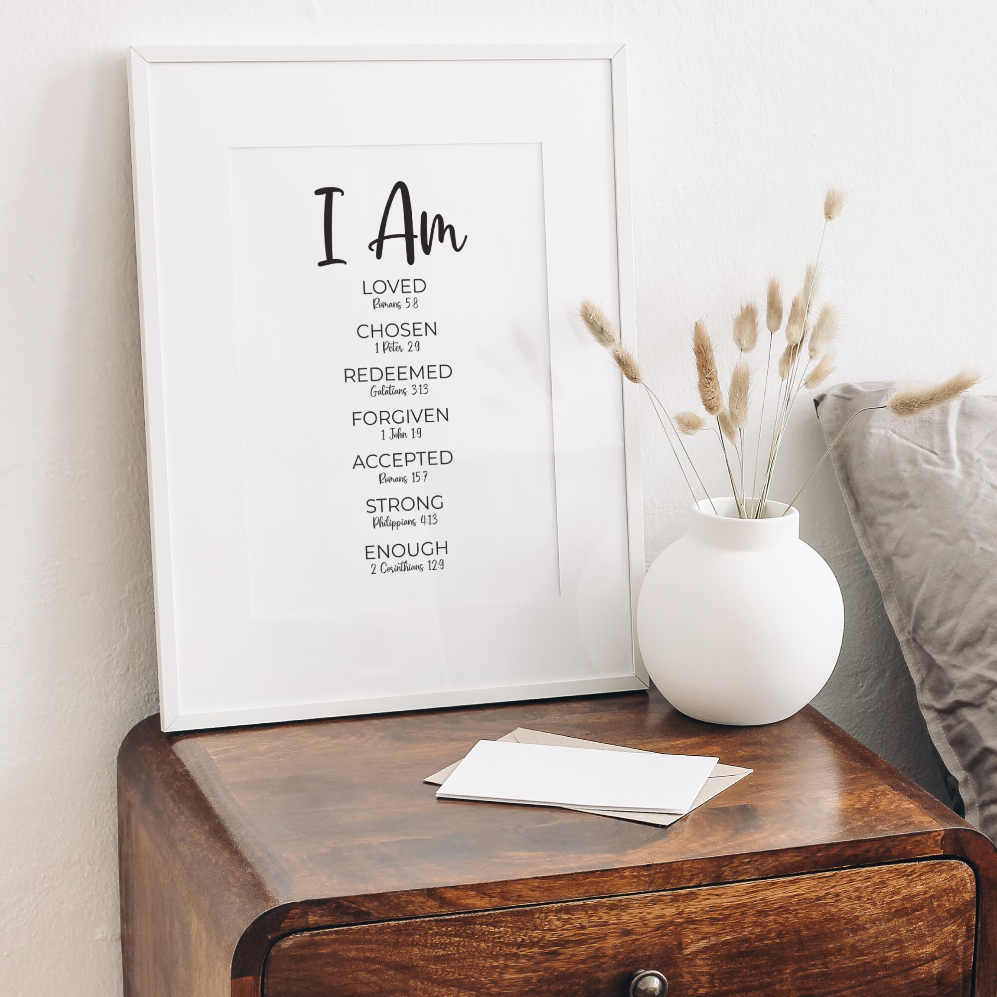 I Am Bible Verse Affirmations Printable Wall Art, Positive Christian ...