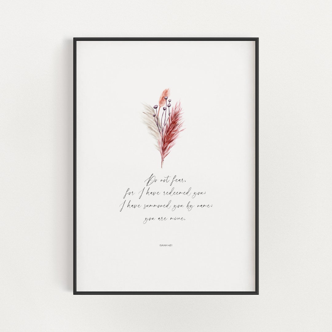 Isaiah 43:1, Bible Verse Printable, Minimalist Floral Christian Home ...