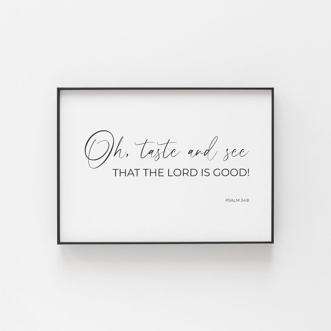 Psalm 34:8 Printable Minimalist Christian Kitchen Bible Verse Wall Art ...