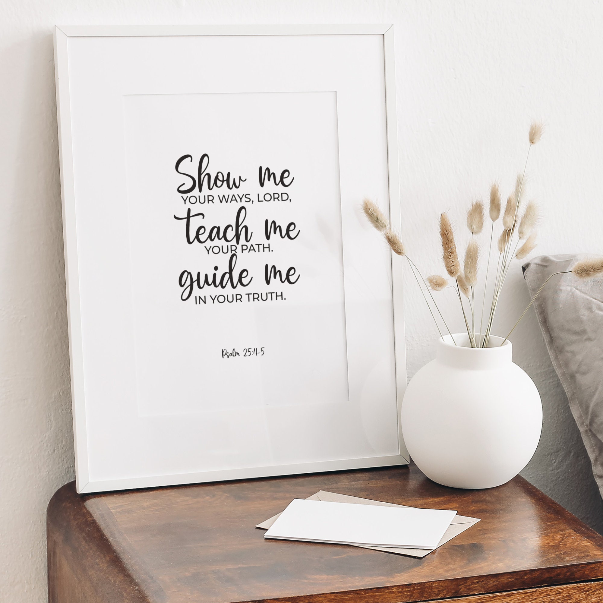 Psalm 25:4-5 Bible Verse Printable, Minimalist Typography Christian ...