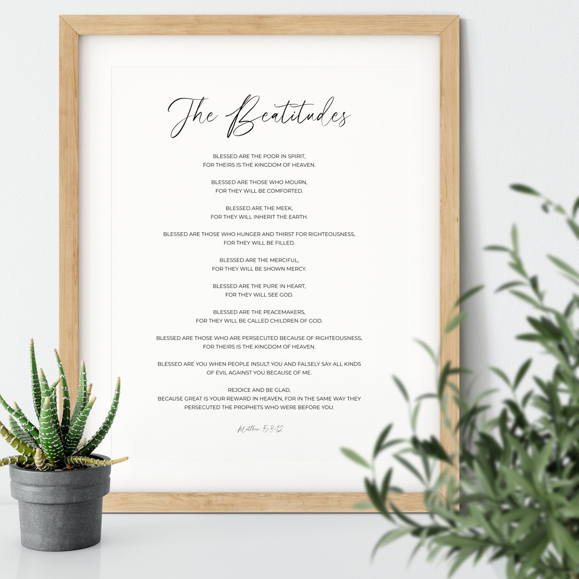 The Beatitudes, Bible Verse Printable, Minimalist Christian Wall Art ...