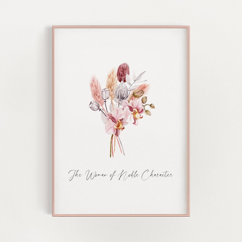 Proverbs 31:25-31 Set of 2 Printable Boho Floral Bible Verse - Etsy