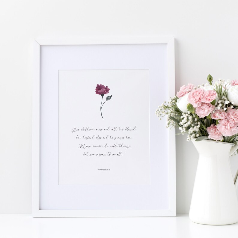Proverbs 31:28-29, Bible Verse Printable, Christian Mother's Day Print ...