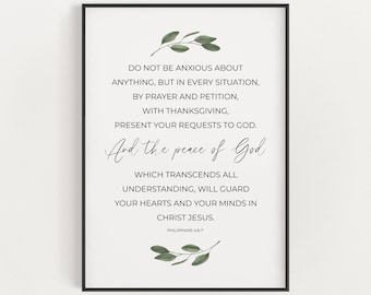 Philippians 4:6-7 Do Not Be Anxious About Anything - Etsy